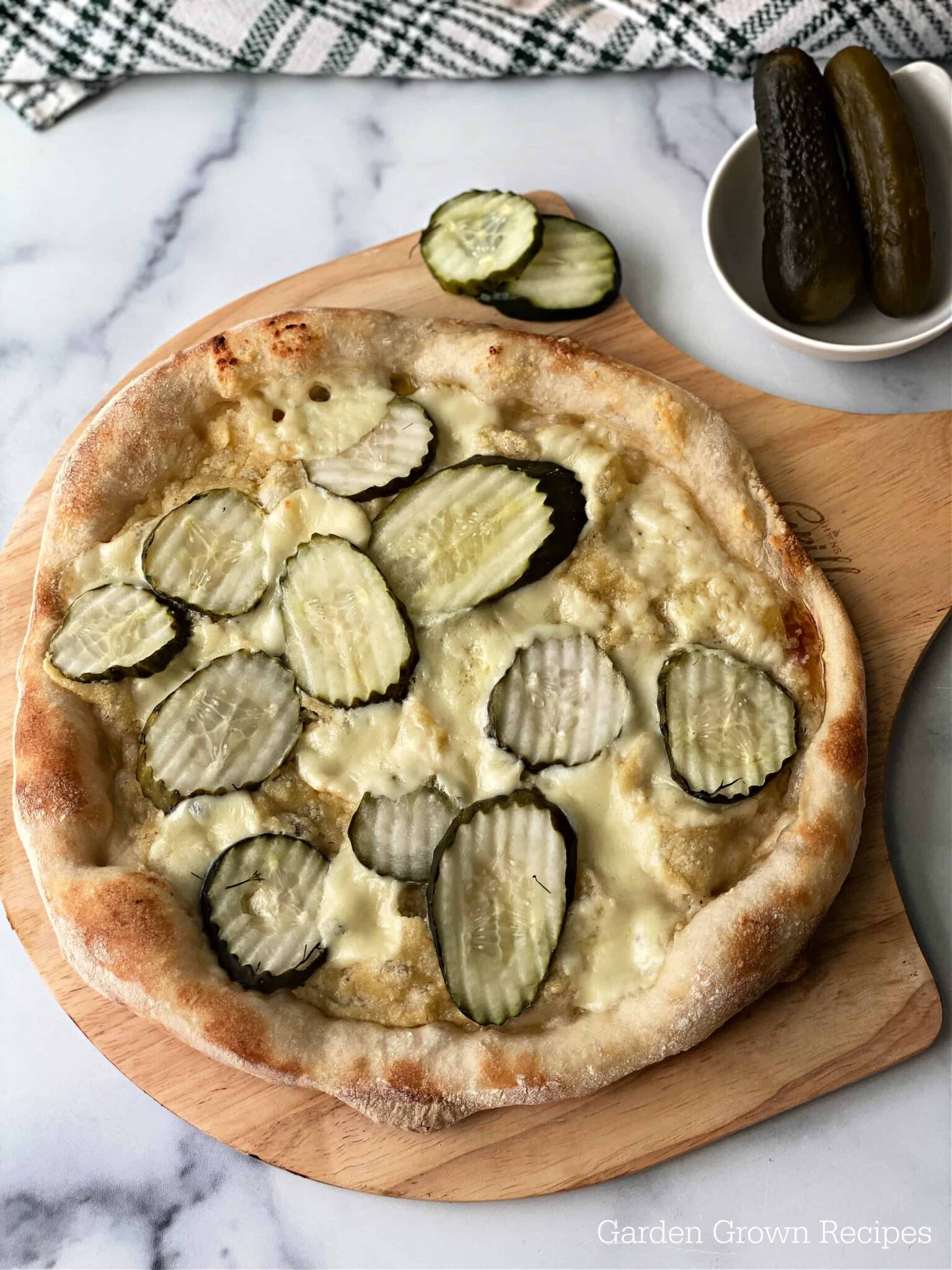 Dill Pickle Pizza Recipe with Garlic Cream Sauce