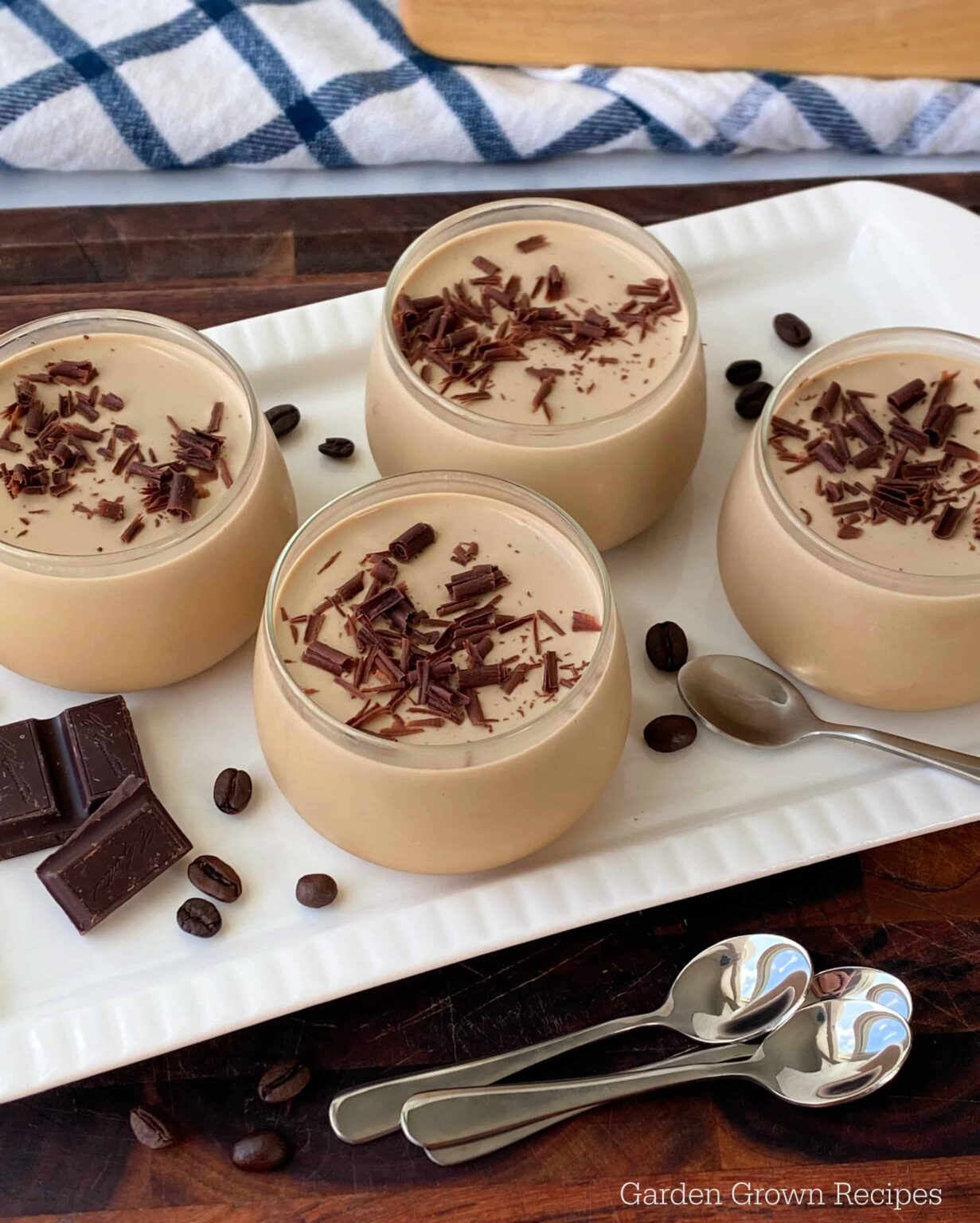 Espresso Panna Cotta Recipe with Chocolate Shavings